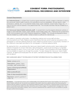 Fillable Online Patient/Staff Consent Form for Media - Vancouver Island ...
