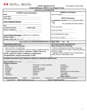 Fillable Online Swine Influenza A/H1N1 Case Report Form Fax Email Print ...