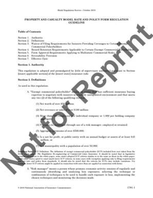 Fillable Online naic Property and Casualty Model Rate and Policy Form ...