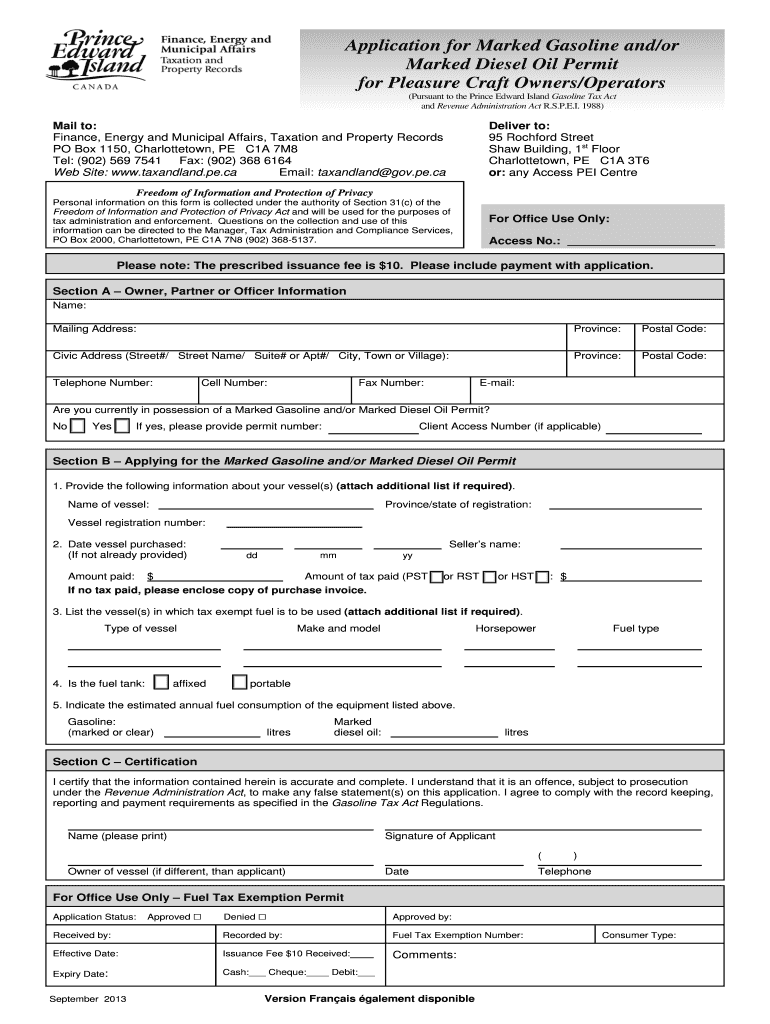Fillable Online Application for Marked Gasoline and/or Marked Diesel ...