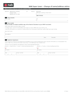 Fillable Online NAB Super Lever Change of name/address advice Fax Email ...