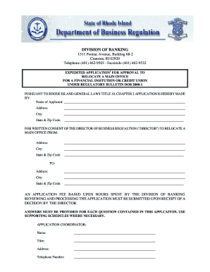 Fillable Online dbr state ri Division of banking - Rhode Island ...