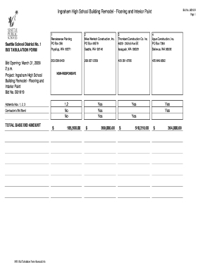 Fillable Online seattleschools Bid Tabulation Form - Seattle Public ...