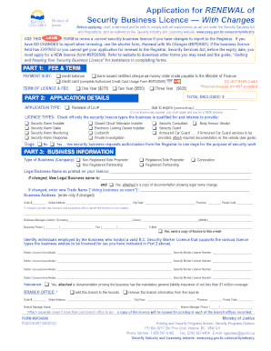 Fillable Online pssg gov bc Application for Renewal of Security ...