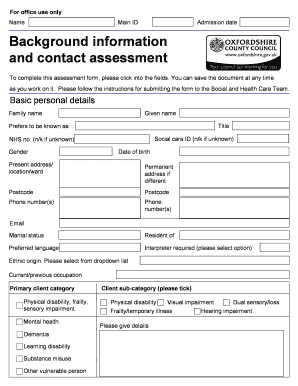 Fillable Online Assessment form (pdf format, 680 KB) - Oxfordshire ...