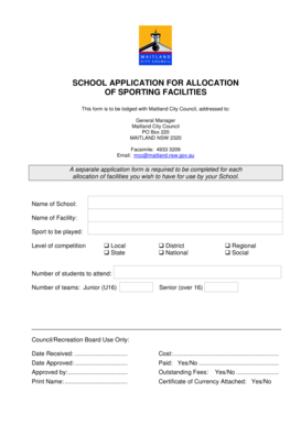 Fillable Online Draft School Booking form 2010 - Maitland City Council ...