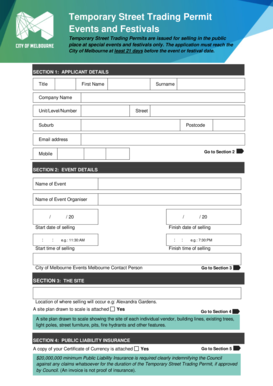 Fillable Online melbourne vic gov Temporary Street Trading Permit ...