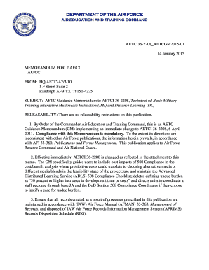 Fillable Online By order of the commander air education and bb - US Air ...