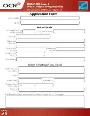 Fillable Online ocr org Job applications and interviews - Lesson ...