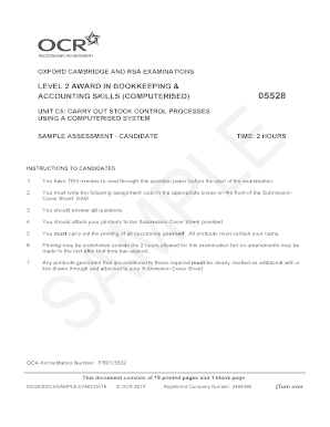 Fillable Online ocr org Carry out stock control processes using a computerised system - OCR ...