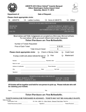 Fillable Online amvets Silver Helmet Banquet Ticket Order Form - AmVets - amvets Fax Email Print ...