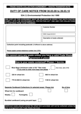 Fillable Online DUTY OF CARE NOTICE FROM 30.03.09 to 28.03.10 - North ...