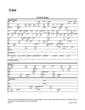 Fillable Online Local Service Request - Sprint Fax Email Print - pdfFiller