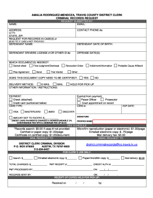 Criminal Records Request Form - Blank Fillable Template | Fill Out ...