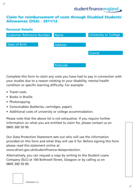 Fillable Online DSA Claim form 2011-12 Fax Email Print - pdfFiller