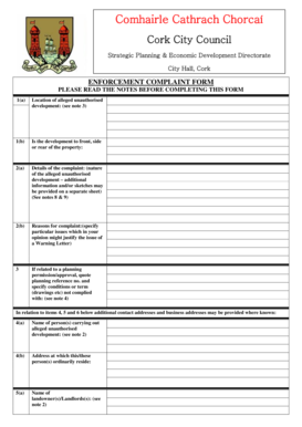 Fillable Online Planning Enforcement Complaint Form - Cork City Council Fax Email Print - pdfFiller