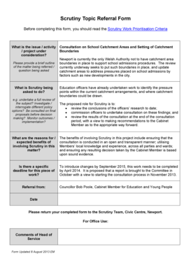 Fillable Online Scrutiny Topic Referral Form - Newport City Council Fax ...