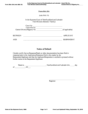 Fillable Online 15A (rule 56A Fax Email Print - pdfFiller