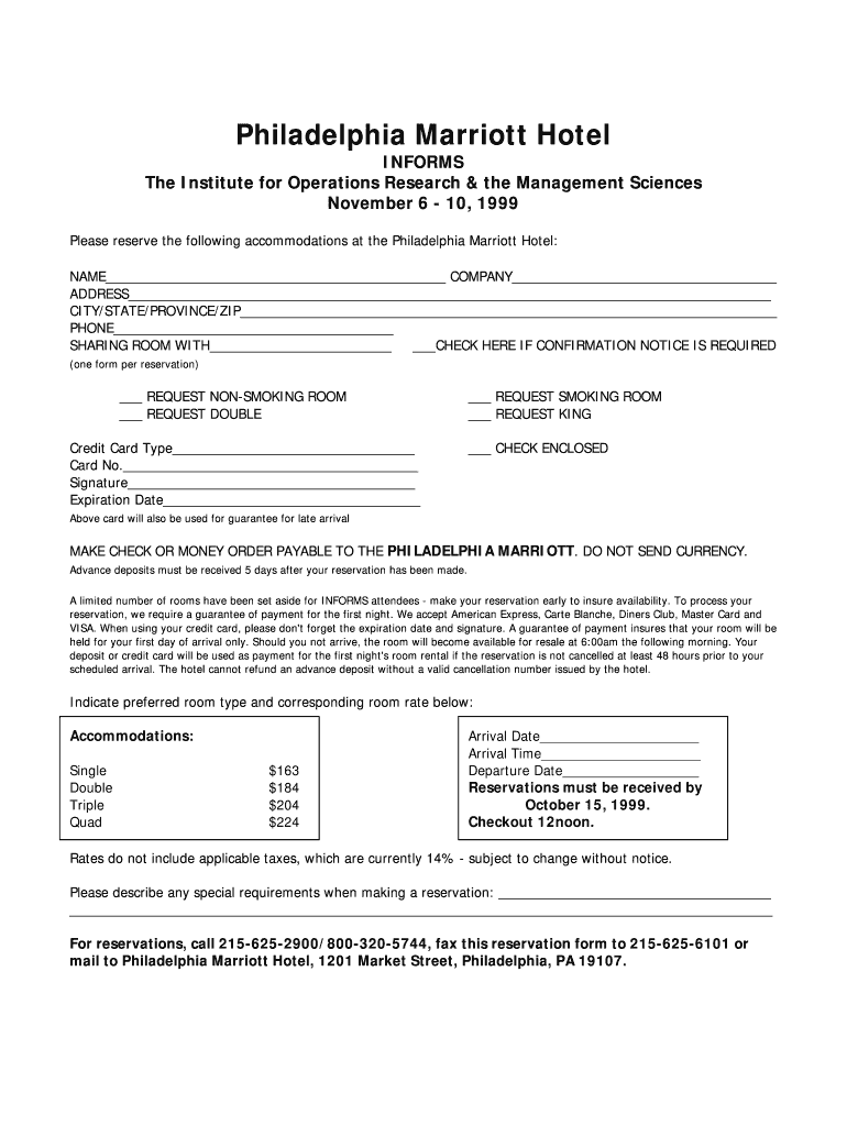 Fillable Online Hotel Reservation Request Fax Email Print - pdfFiller