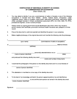 Fillable Online VERIFICATION OF INDIVIDUALS IDENTITY IN CANADA Fax ...