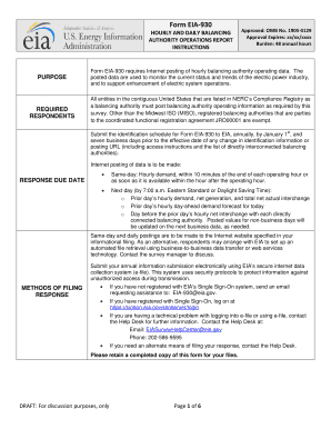 Fillable Online eia Form EIA-930 Insructions - US Energy Information ...