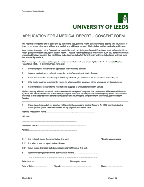 Fillable Online Consent for Medical information - University of Leeds ...