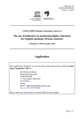 Fillable Online iiep unesco Application form - IIEP - Unesco - iiep ...
