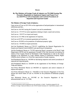 Fillable Online Executive Regulation to Implement Import and Export Law ...