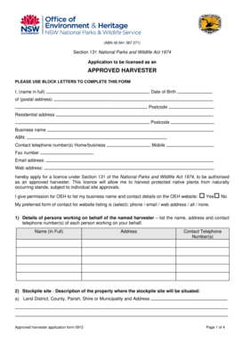 Fillable Online environment nsw gov Approved harvester application form ...