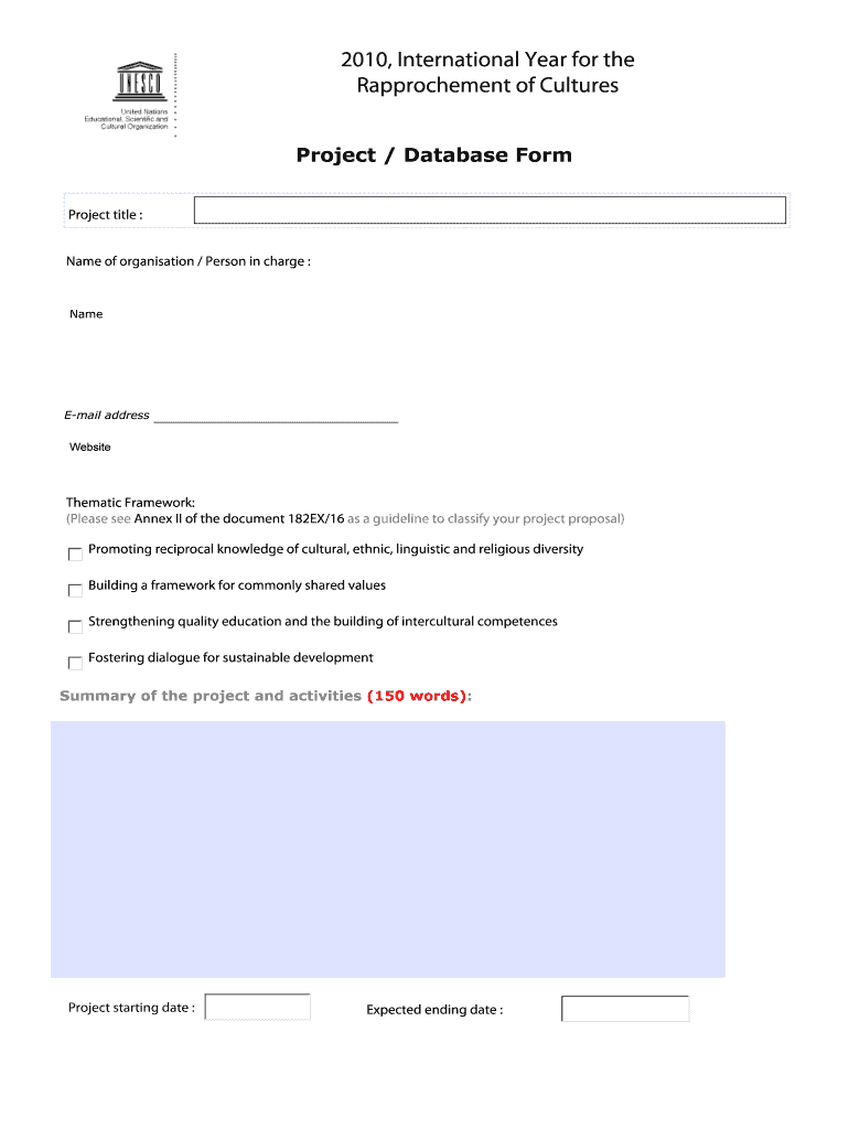 Fillable Online International Year for the Rapprochement of Cultures ...