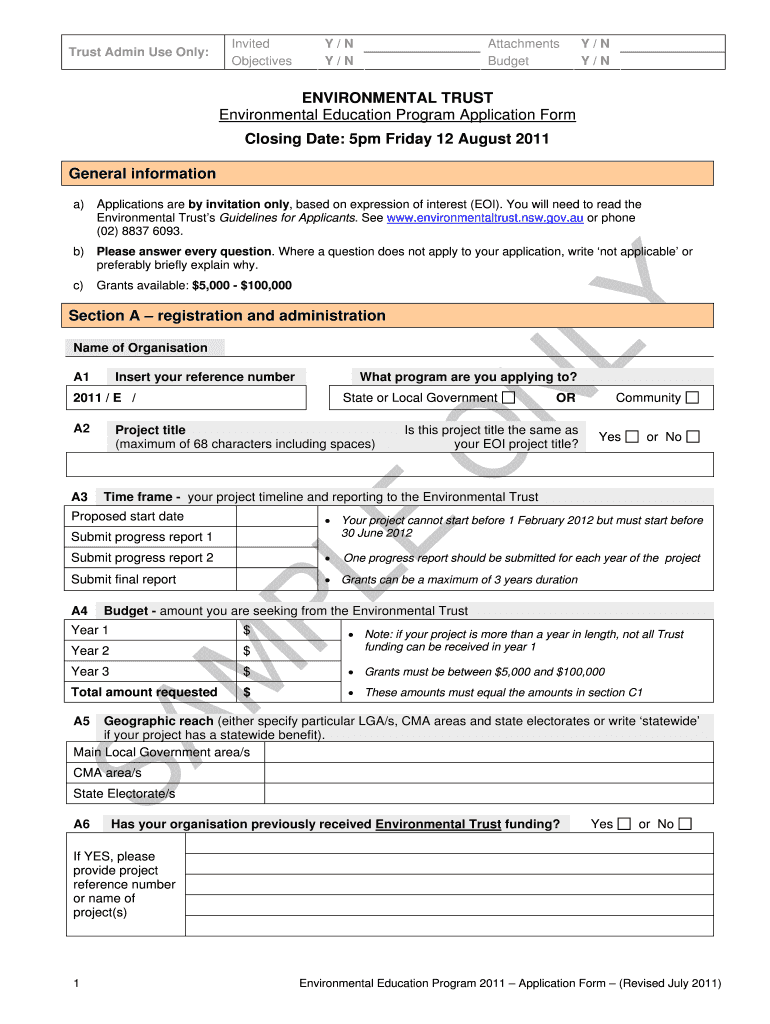 Fillable Online Environmental Education Program Application Fax Email ...