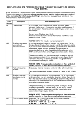 Fillable Online bristol gov Completing the CRB form and providing the ...