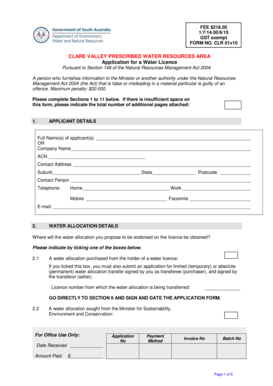 Fillable Online Application for a Water Licence Fax Email Print - pdfFiller