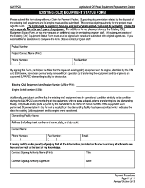 Fillable Online valleyair EXISTING (OLD) EQUIPMENT STATUS FORM ...