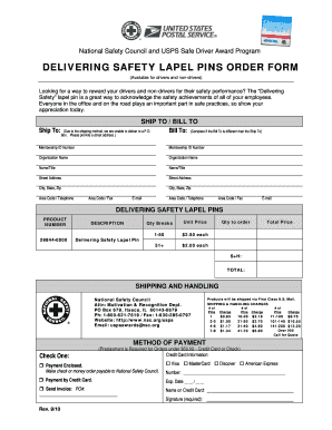 Fillable Online nsc DELIVERING SAFETY LAPEL PINS ORDER FORM Fax Email ...