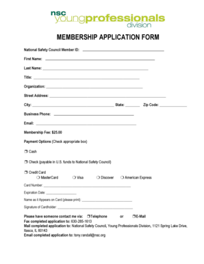 Fillable Online nsc Membership Application Form - National Safety ...