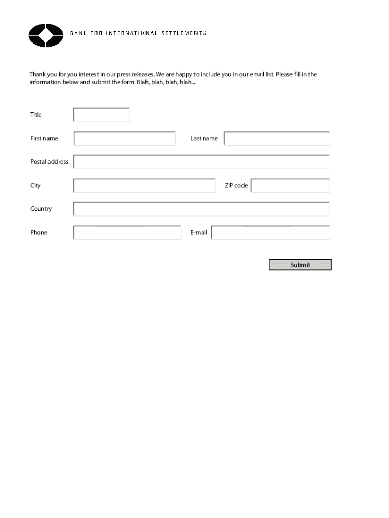 Fillable Online Press Release Subscription Form Fax Email Print - pdfFiller