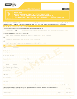 Fillable Online worksafe vic gov Application for an Explosives Licence ...