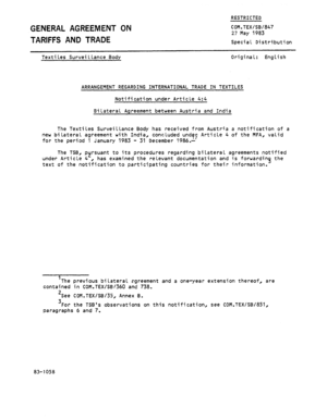 Fillable Online wto GENERAL AGREEMENTON TARIFFS AND TRADE - wto Fax Email Print - pdfFiller