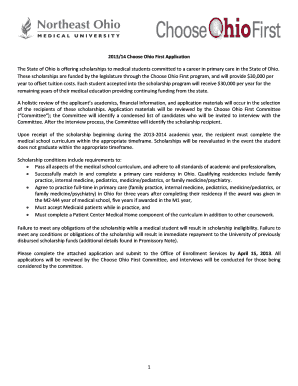 Fillable Online neomed Choose Ohio First Application - Northeast Ohio Medical University ...