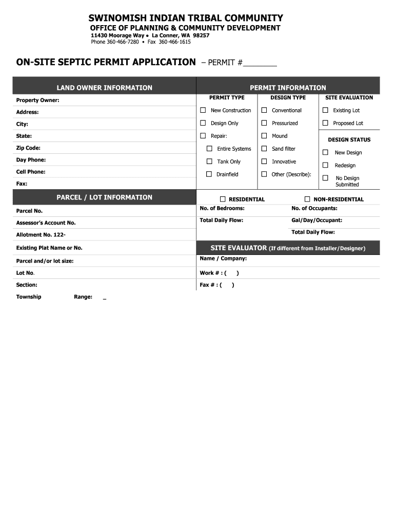 Fillable Online On-Site Septic Permit Application Policies Fax Email ...
