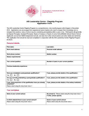 Fillable Online AIS Leadership Centre - Flagship Program Application ...