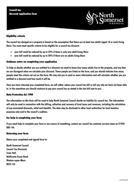 Fillable Online n-somerset gov Council tax Discount application form ...