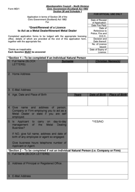 Fillable Online aberdeenshire gov Completed application forms to be lodged with the appropriate ...