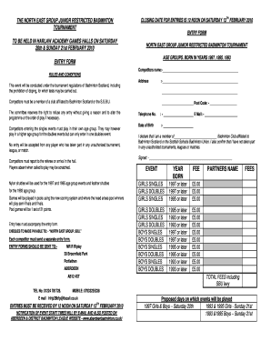 Fillable Online aberdeenshire gov North East Junior Restricted 2010 Entry Form - aberdeenshire ...