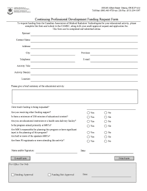 Fillable Online Continuing Professional Development Funding Request ...