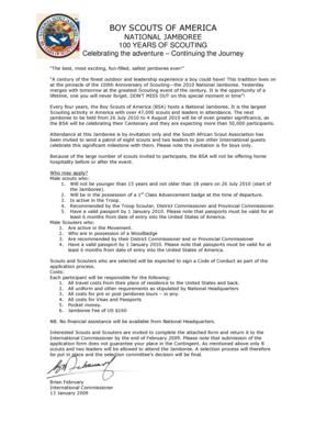 Fillable Online BSA Jamboree.doc. Message from the Camp Director. Rules ...