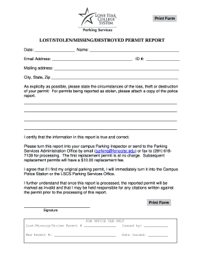 Fillable Online lonestar Lost-Stolen-Destroyed Permit Form v3.docx Fax Email Print - pdfFiller