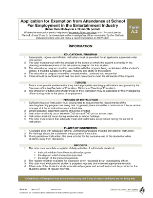 Fillable Online a2 attendance exemption form Fax Email Print - pdfFiller