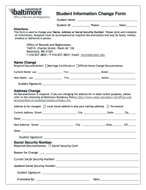 college student change form Fill Online, Printable, Fillable, Blank - pdfFiller